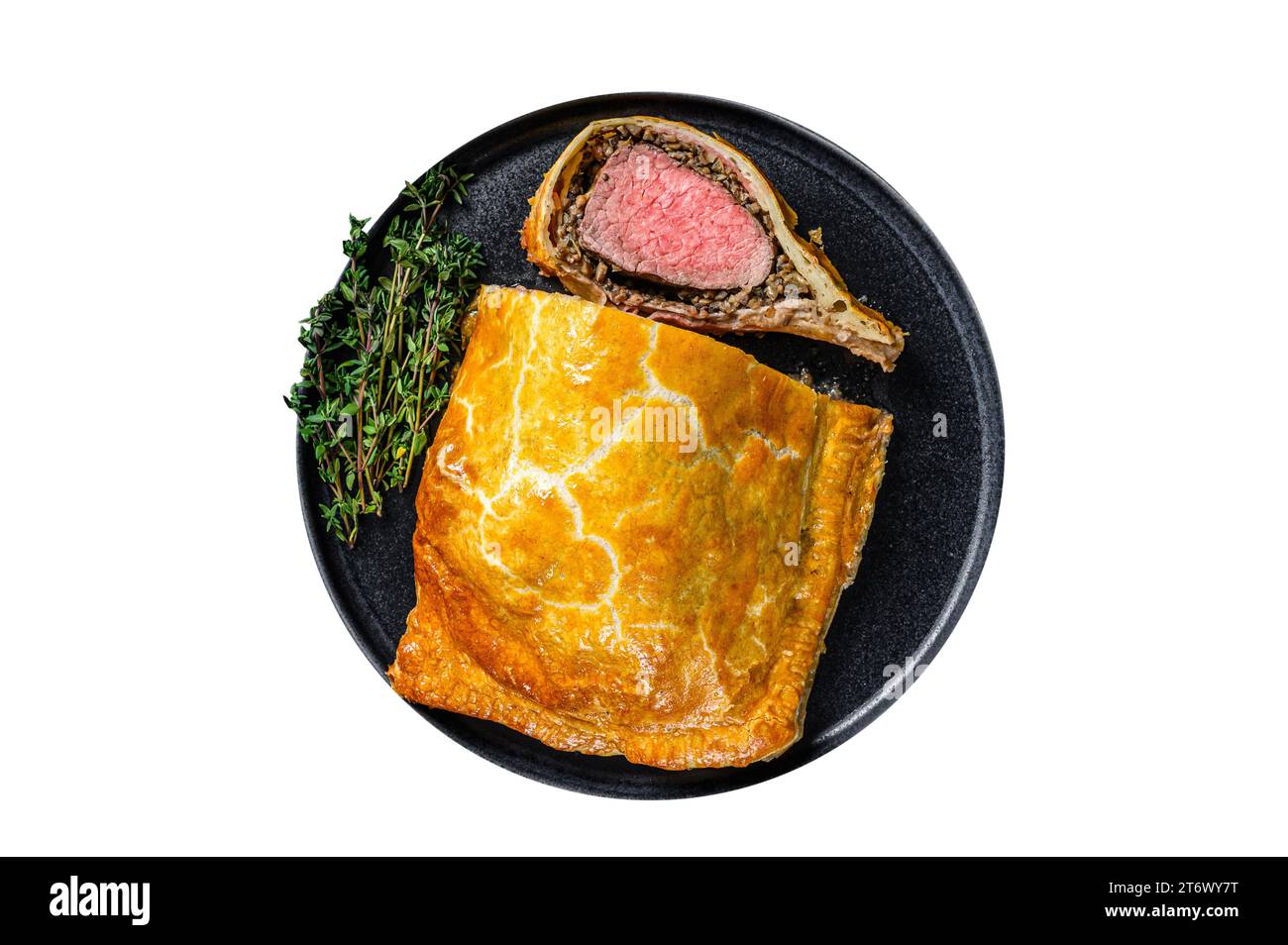 Beef Wellington classic steak dish with tenderloin meat on a plate ...