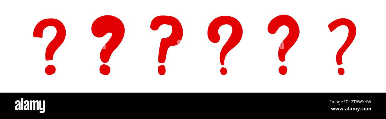 Hand drawn red solid question mark. Red silhouette doodle question mark ...