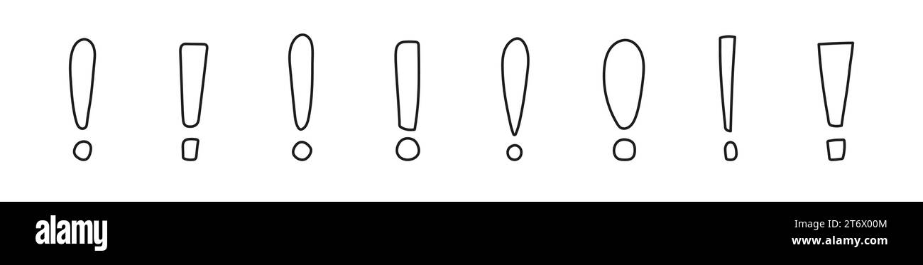 Line hand drawn sketch exclamation sign. Exclamation mark doodle Stock ...