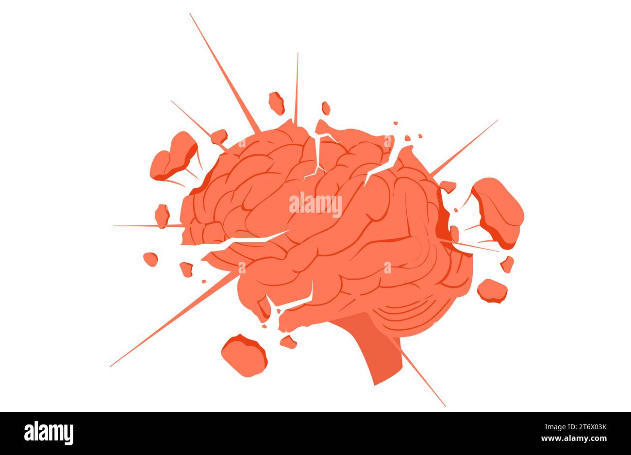 Exploding brain. Brainstorming and creative ideas with emotional stress ...