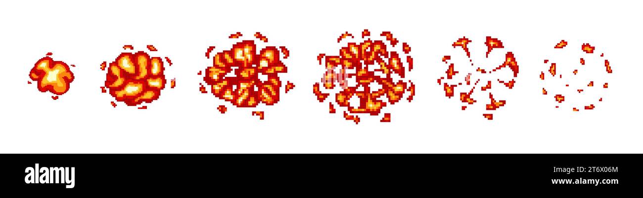 8 bit game pixel explosion animation. Retro game explosion Stock Vector ...