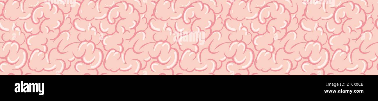 Brain pink gyri seamless pattern. Thinking and mental processes with ...