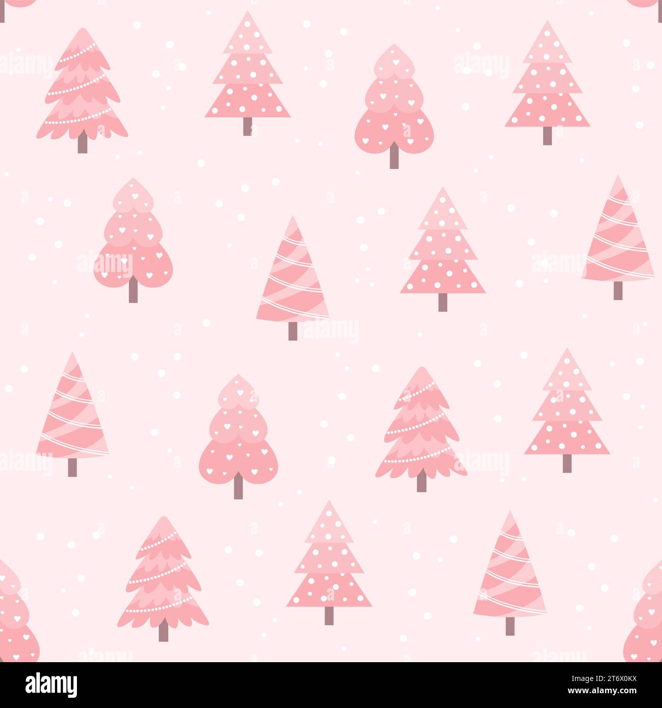 Seamless pattern with pink Christmas trees on a pastel pink background ...