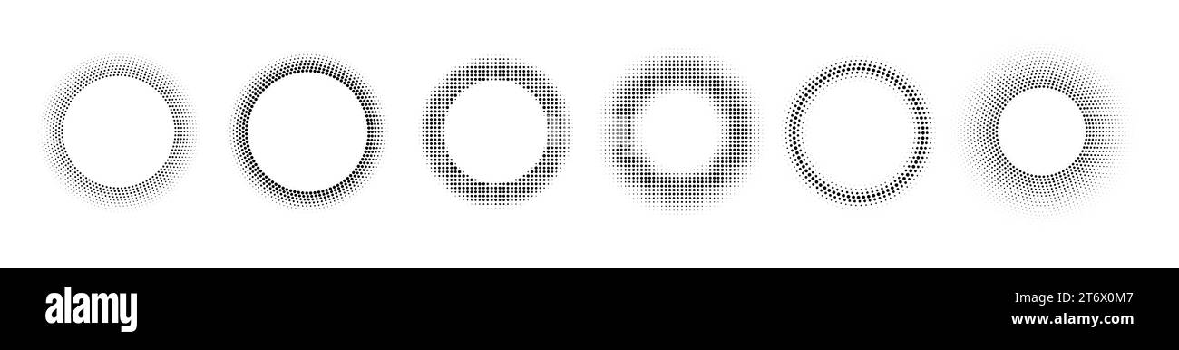 halftone dot frame vector design. Circle half tone border Stock Vector ...