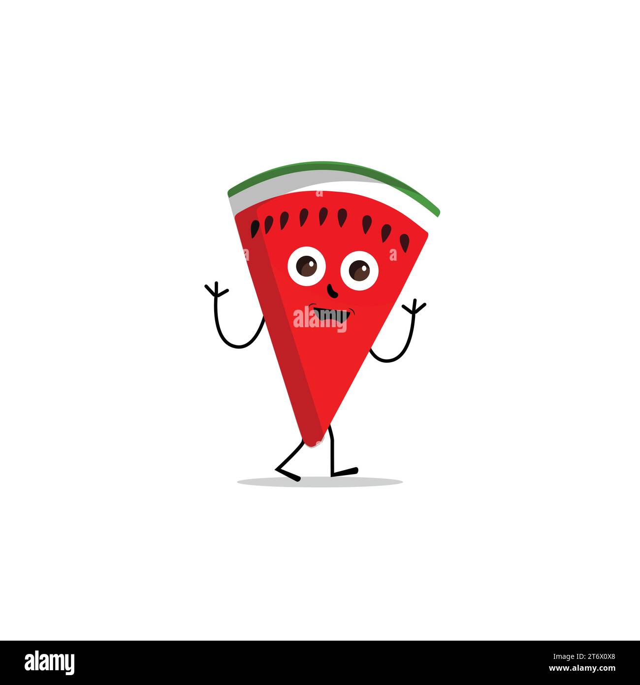Watermelon slice character with funny face. Happy cute cartoon ...