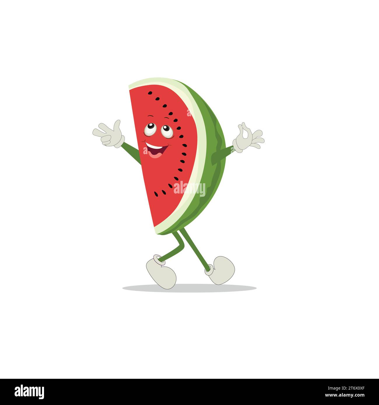 Watermelon slice character with funny face. Happy cute cartoon ...