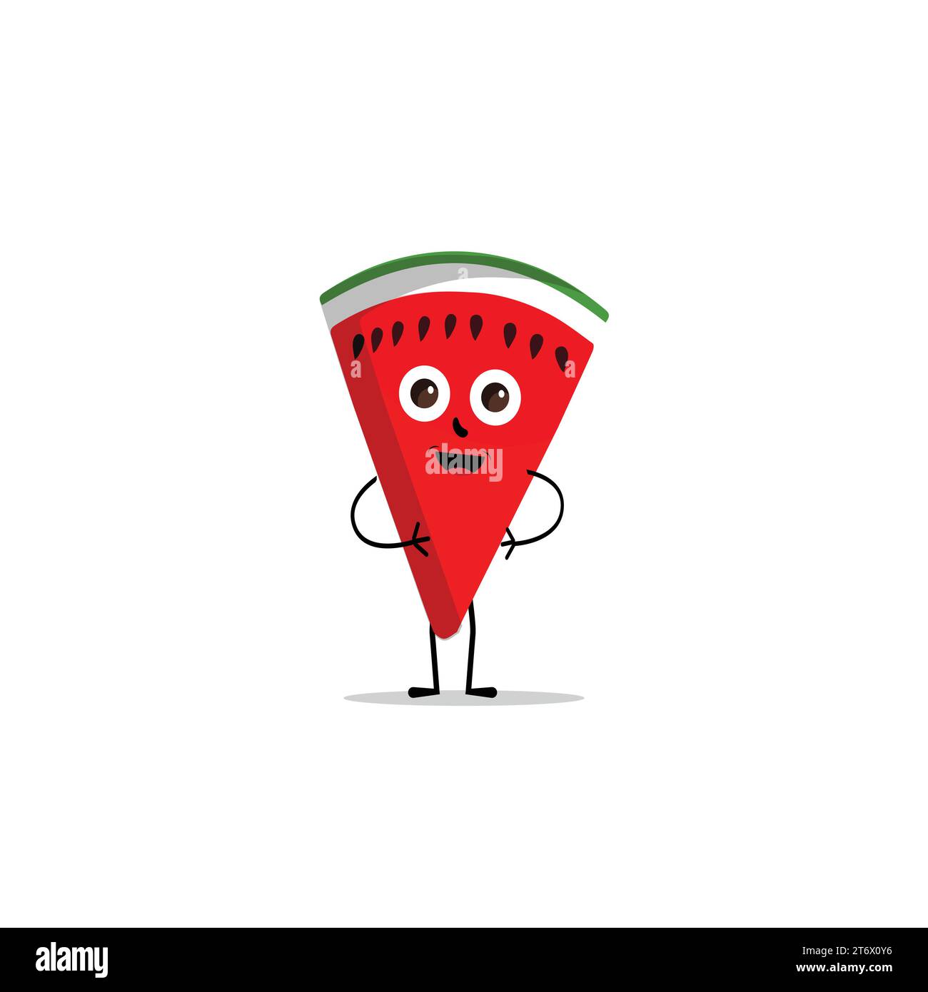 Watermelon slice character with funny face. Happy cute cartoon ...
