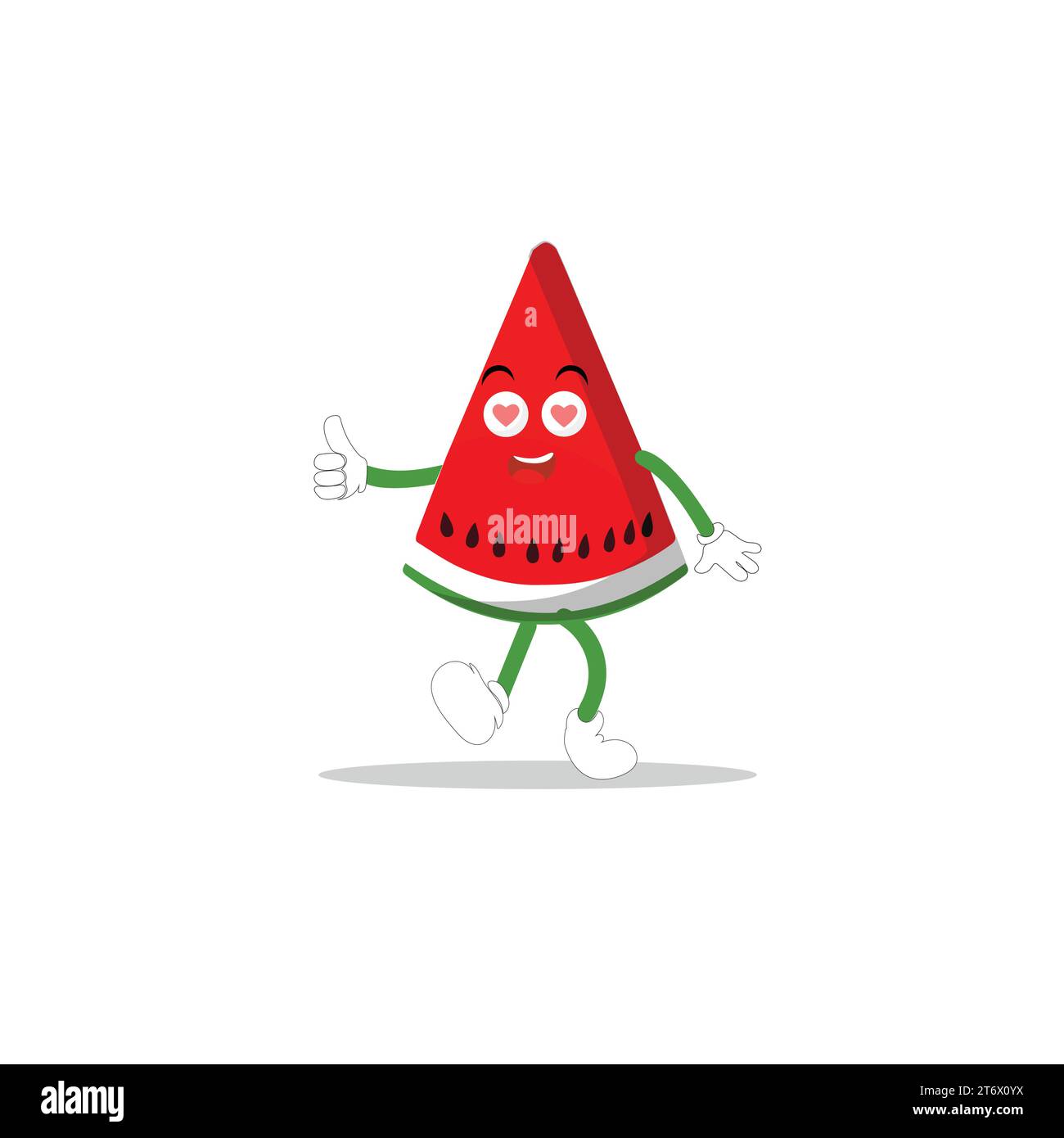 Watermelon slice character with funny face. Happy cute cartoon ...