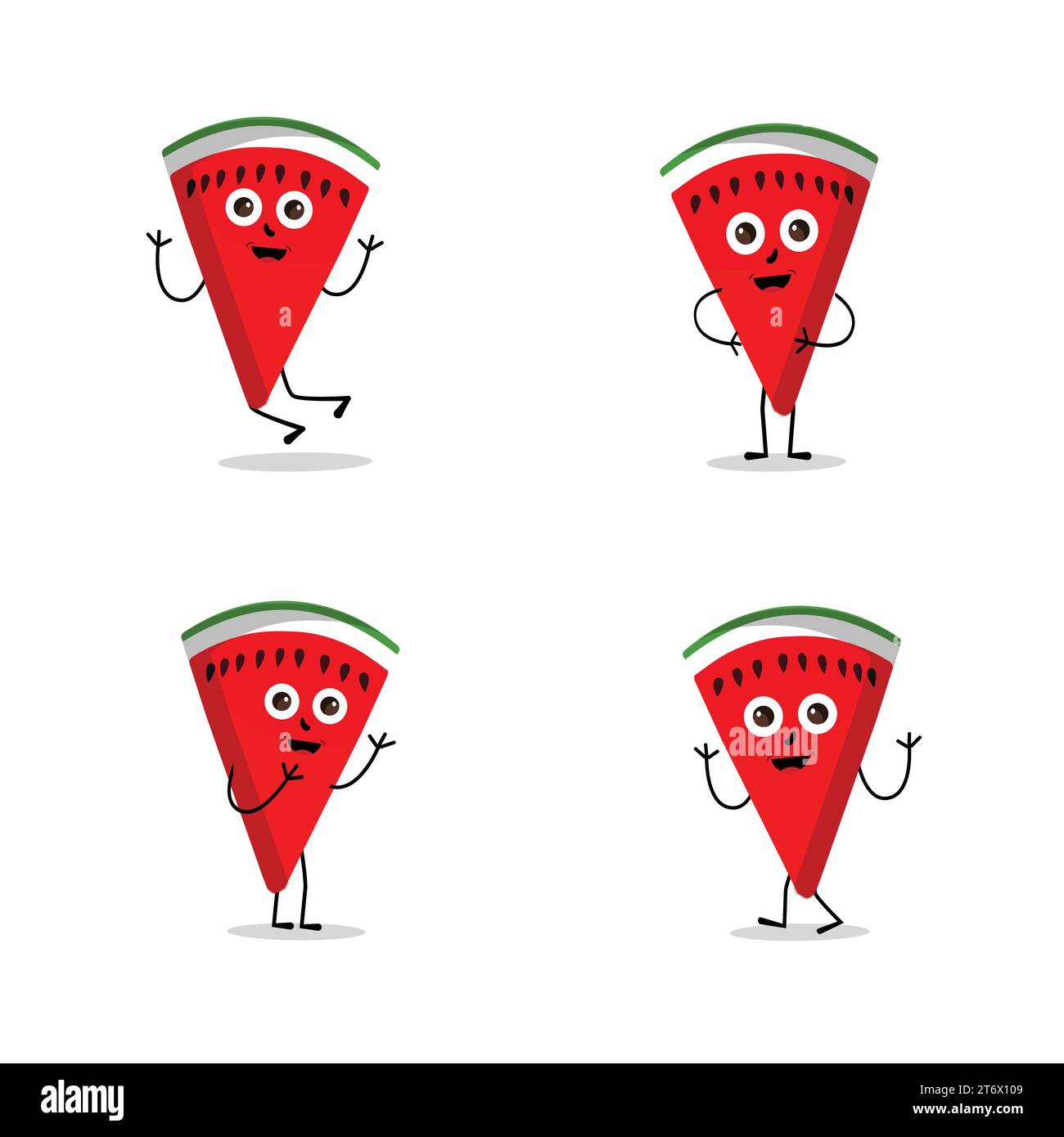 Watermelon slice character with funny face. Happy cute cartoon ...