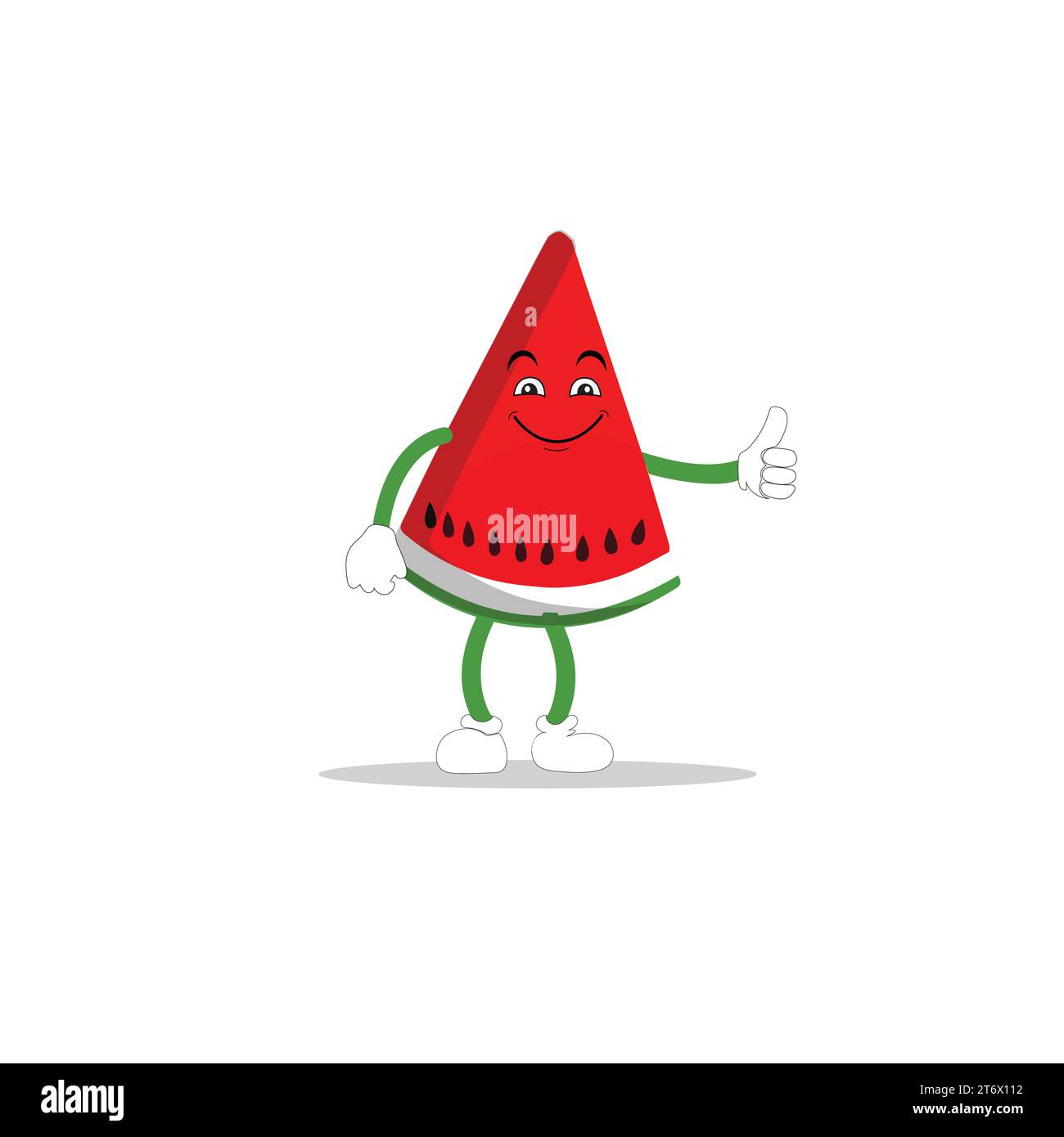 Watermelon slice character with funny face. Happy cute cartoon ...
