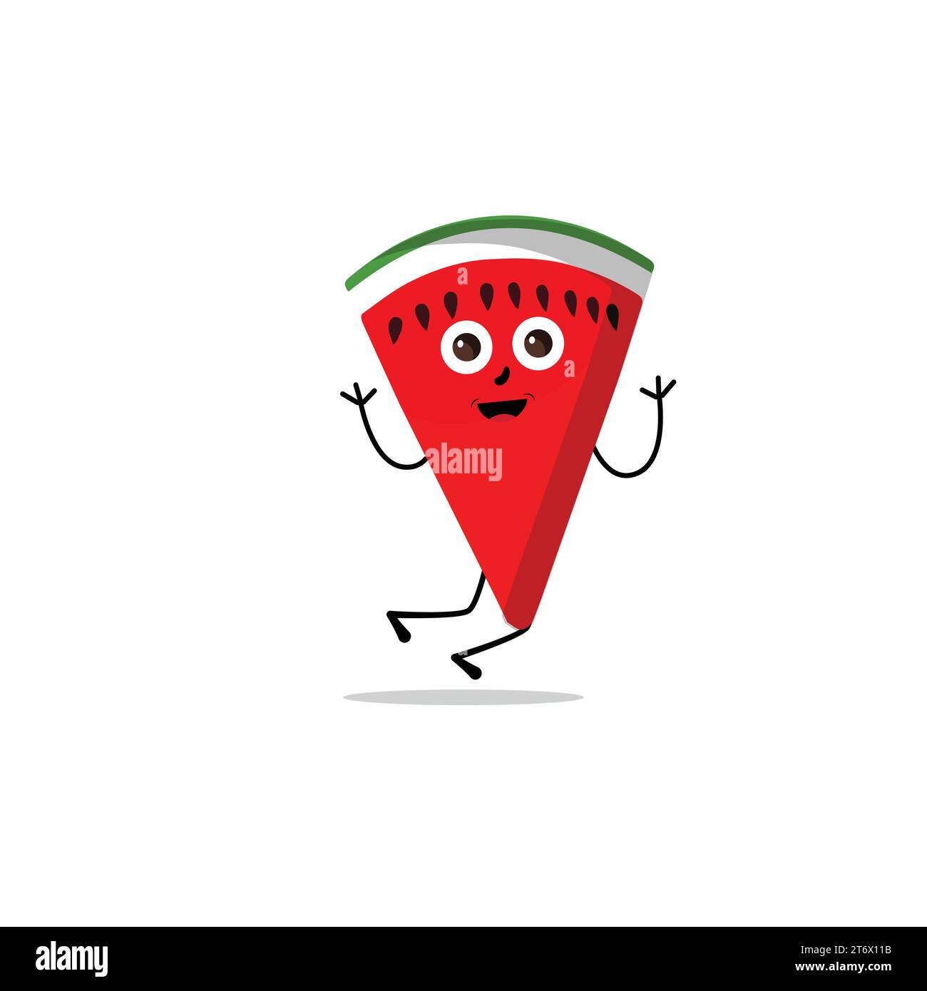 Watermelon slice character with funny face. Happy cute cartoon ...