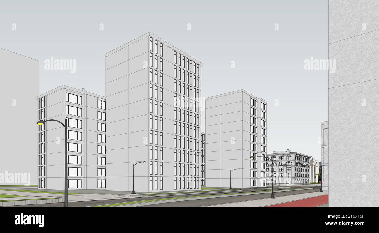 A Cityscape Masterpiece: A Stunning High-Rise Building 3D Rendering ...