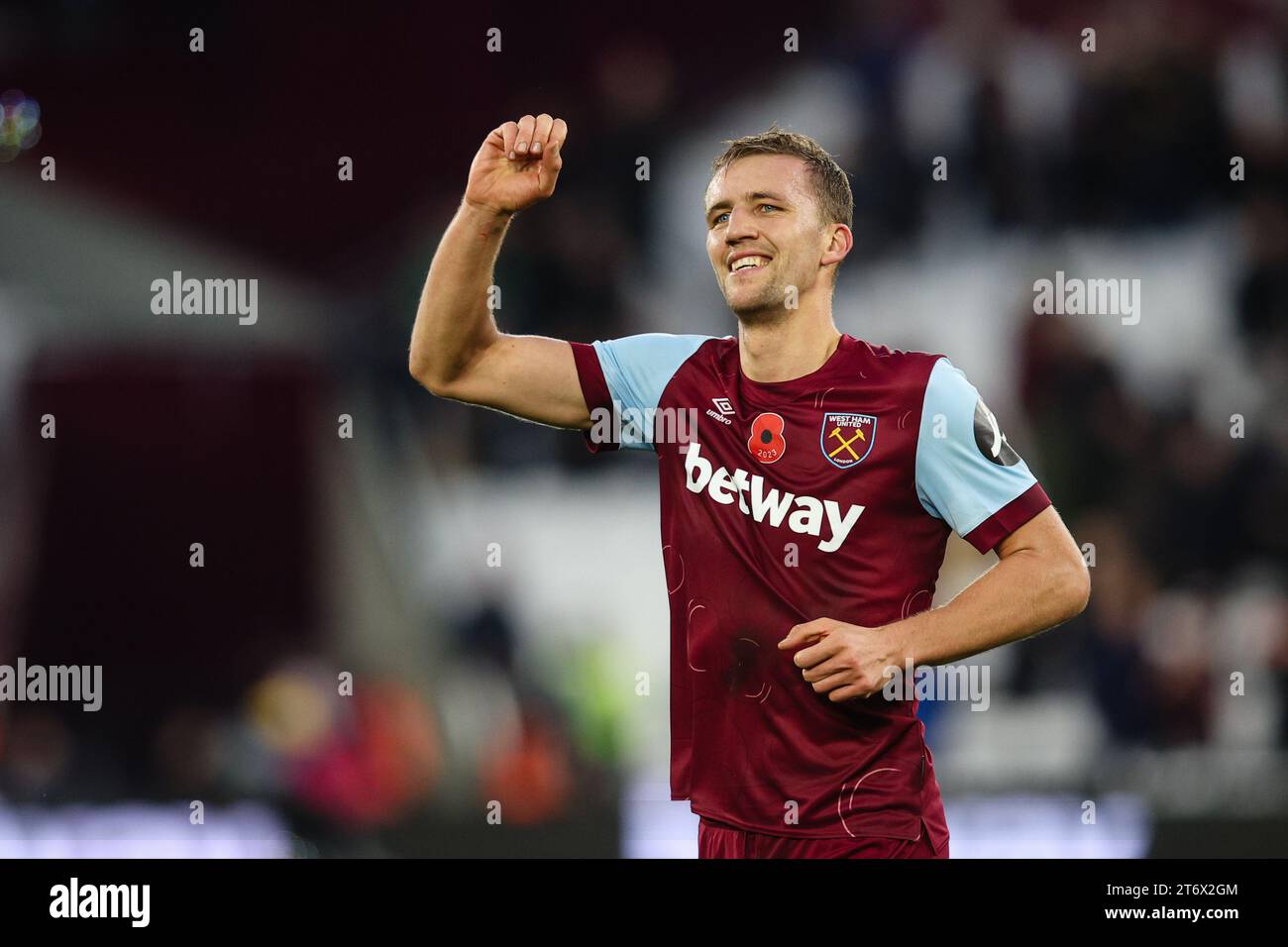 LONDON, UK - 12th Nov 2023: Tomas Soucek of West Ham United celebrates ...