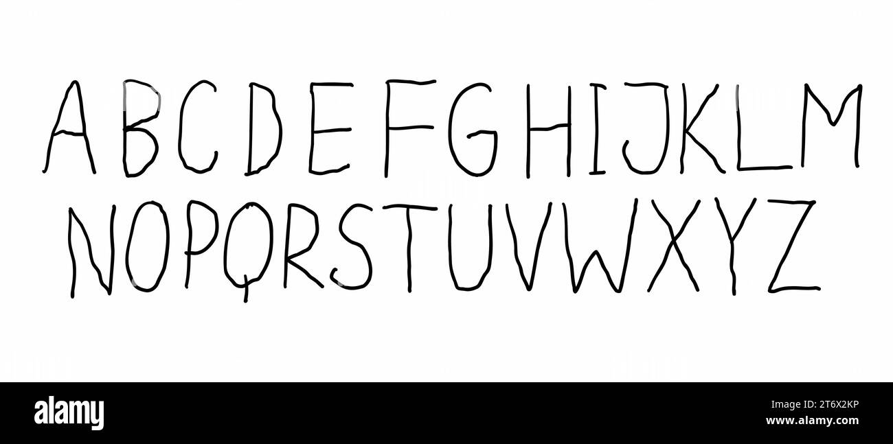 Scribble uppercase black english A to Z alphabet latin abc font ...