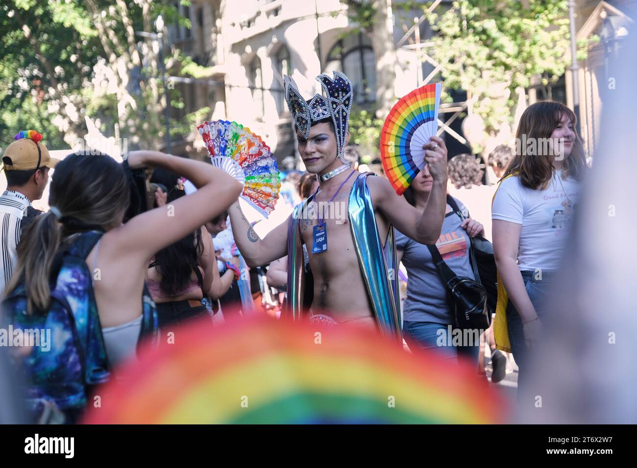 Buenos Aires, Argentina; Nov 4, 2023: LGBT Pride Parade. Person with ...