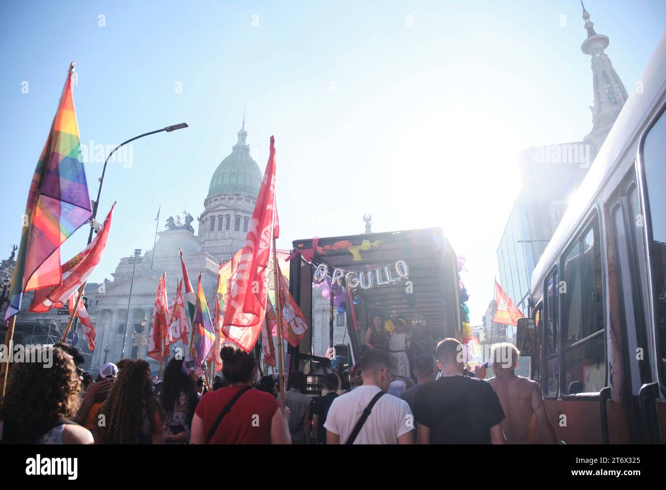 Buenos Aires, Argentina; Nov 4, 2023: LGBT Pride Parade. People ...