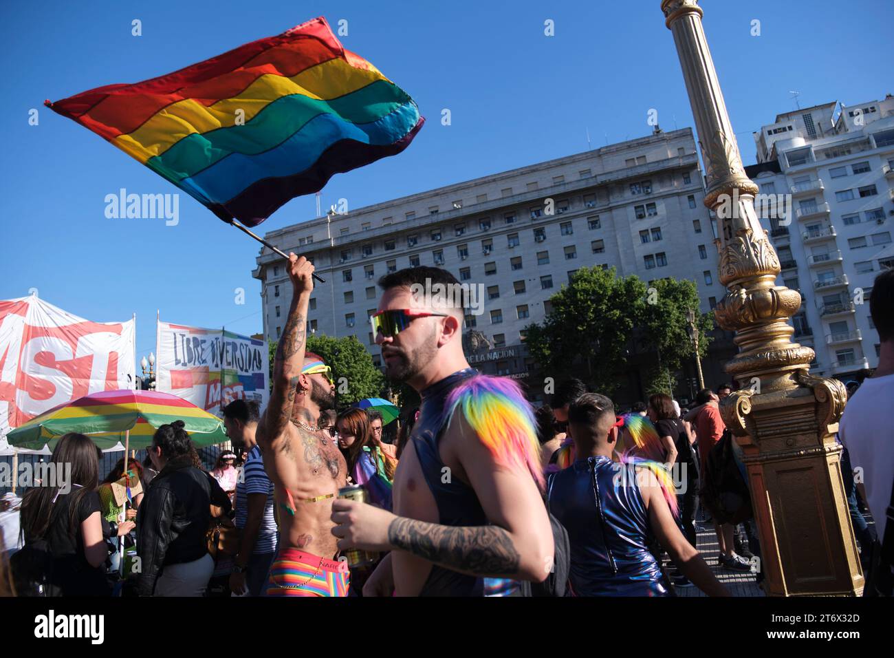 Buenos Aires, Argentina; Nov 4, 2023: LGBT Pride Parade. People ...