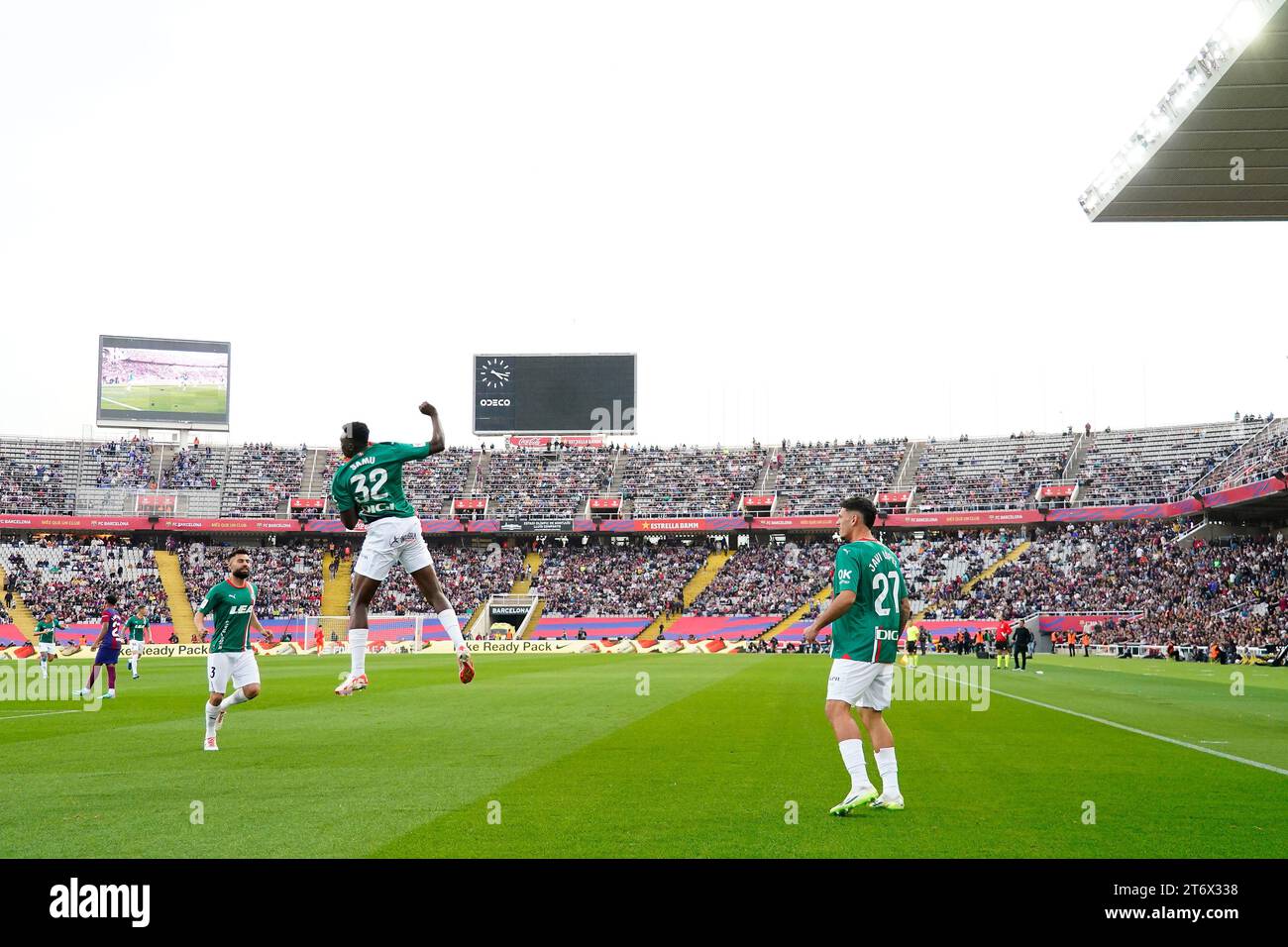 Samu Omorodion of Deportivo Alaves celebrates after scoring the 0-1 ...