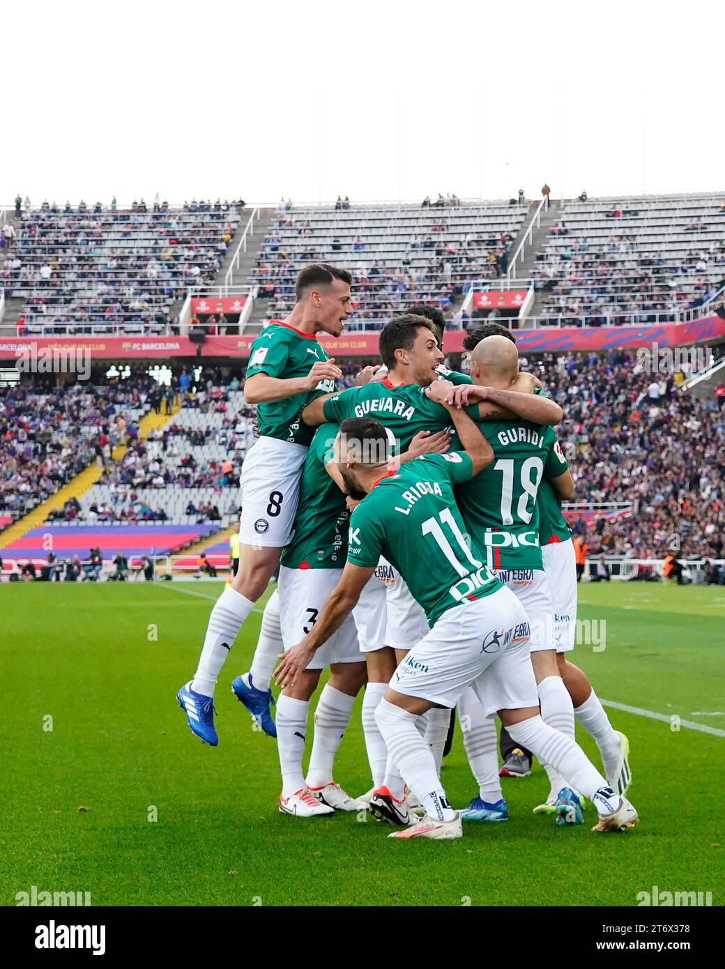 Samu Omorodion of Deportivo Alaves celebrates after scoring the 0-1 ...