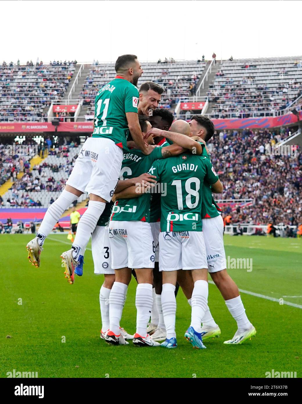 Samu Omorodion of Deportivo Alaves celebrates after scoring the 0-1 ...