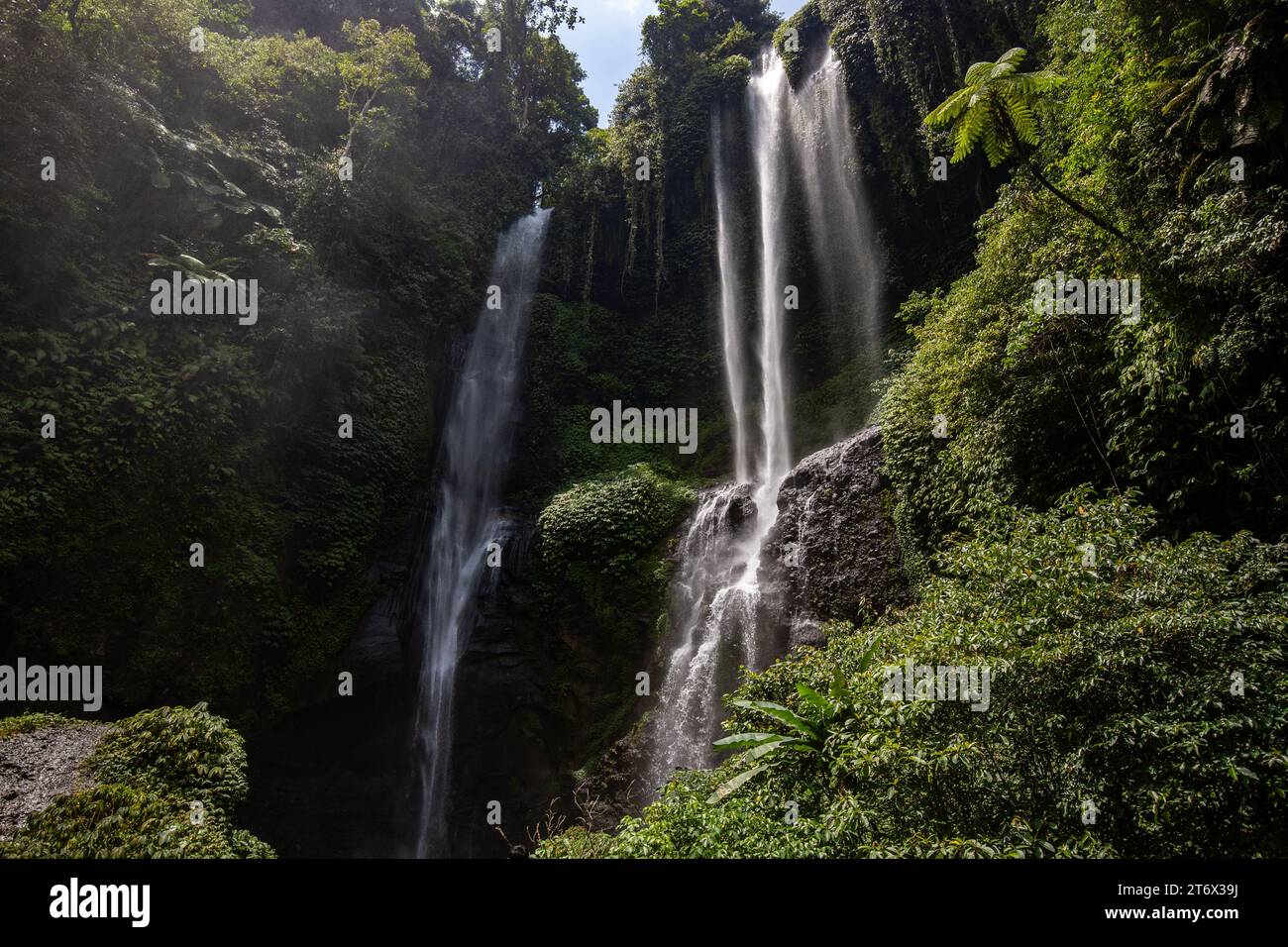 The Sekumpul Waterfall, a large waterfall in the middle of the jungle ...