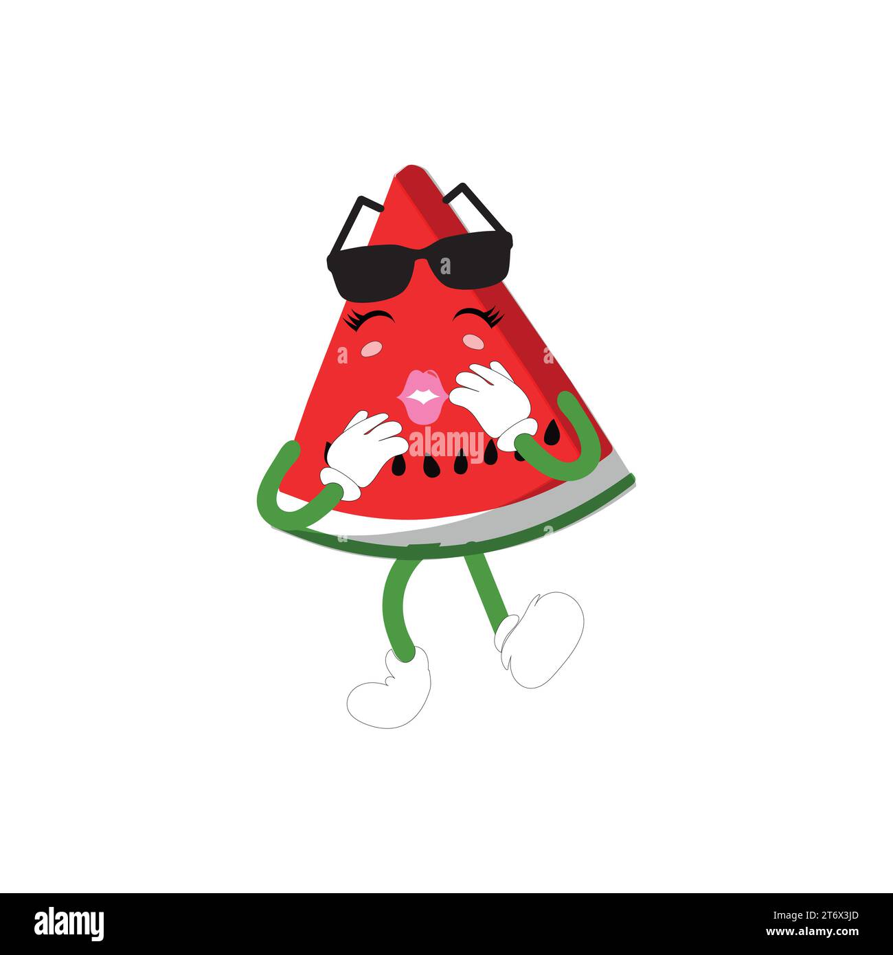 Funny watermelon slices characters with cartoon smile faces. Cute fruit ...