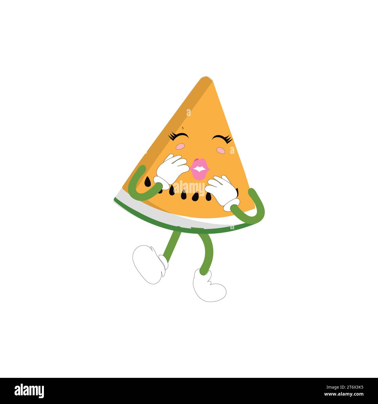 Funny watermelon slices characters with cartoon smile faces. Cute fruit ...