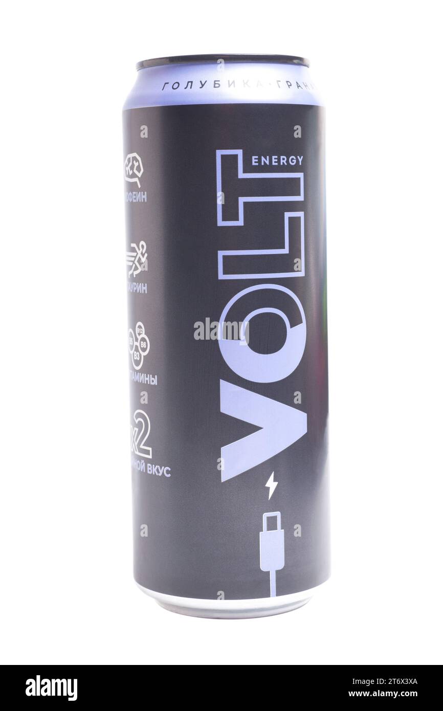 Energy drink Volt Blueberry,pomegranate isolated on white background ...