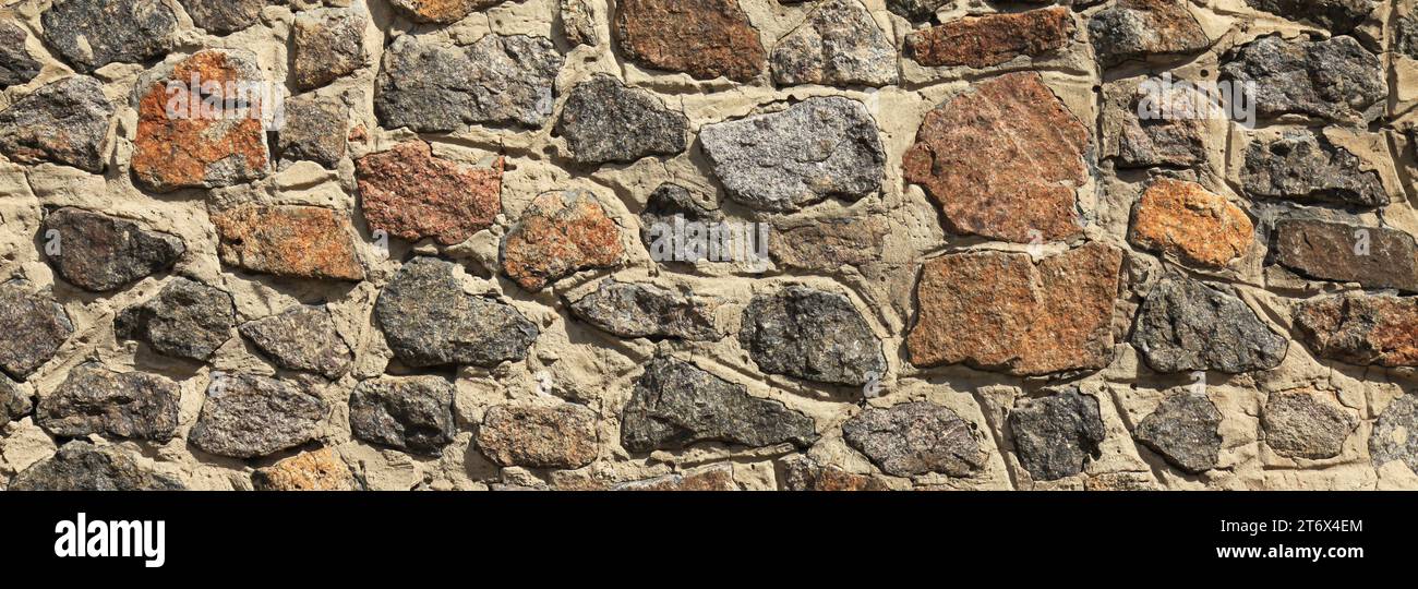 Granite wall, background. Surface of stone structure built of granite ...