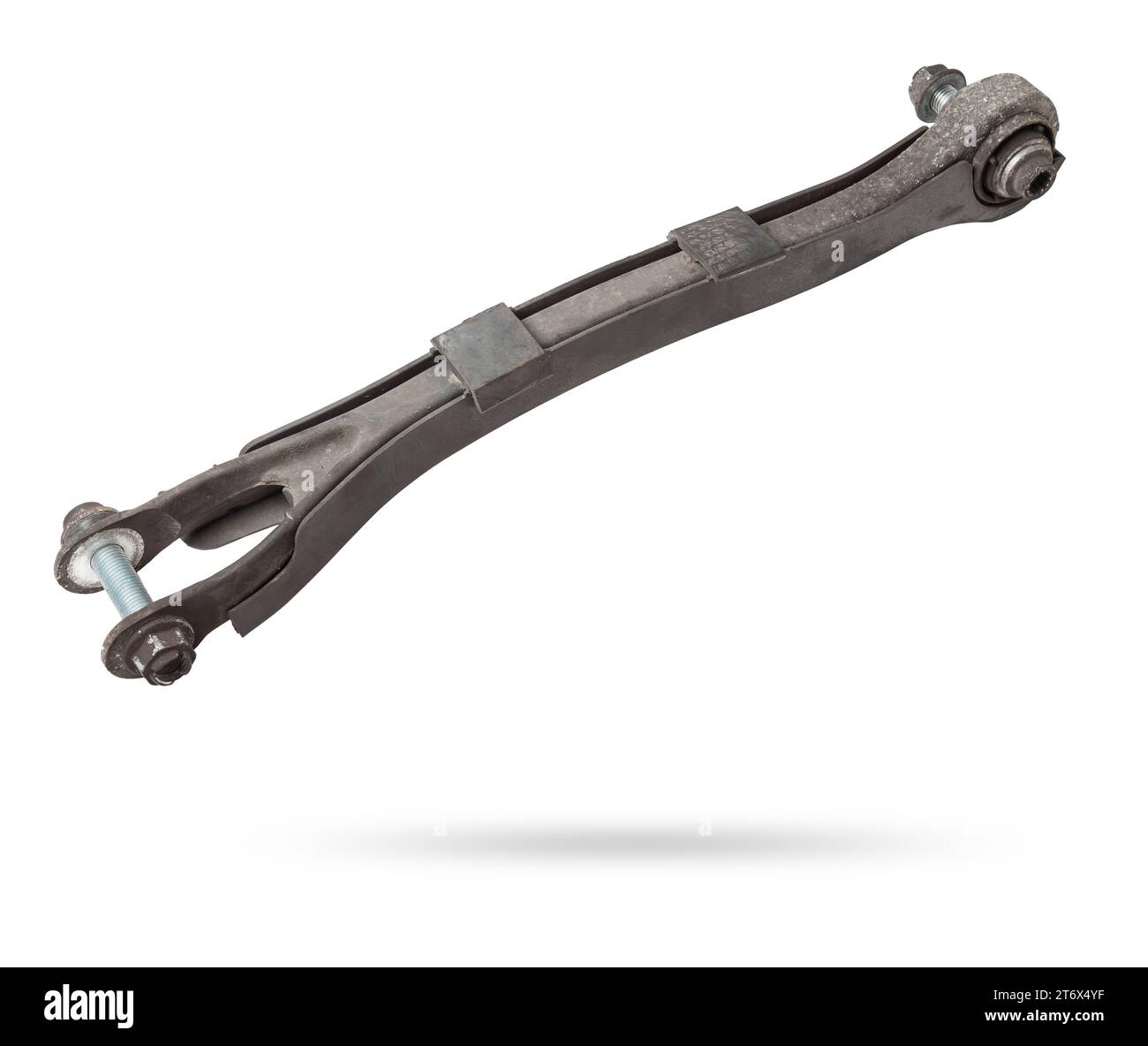 Curved metal chassis arm lever with ball and rubber-metal joint with ...