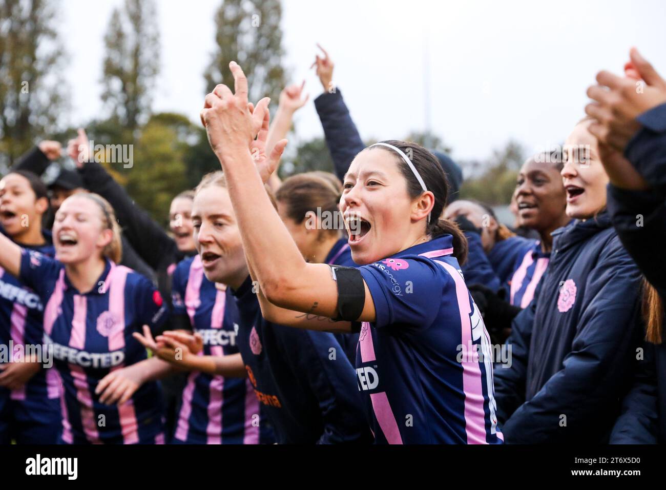 Lucy Monkman (14 Dulwich Hamlet) celebrates with her team following ...