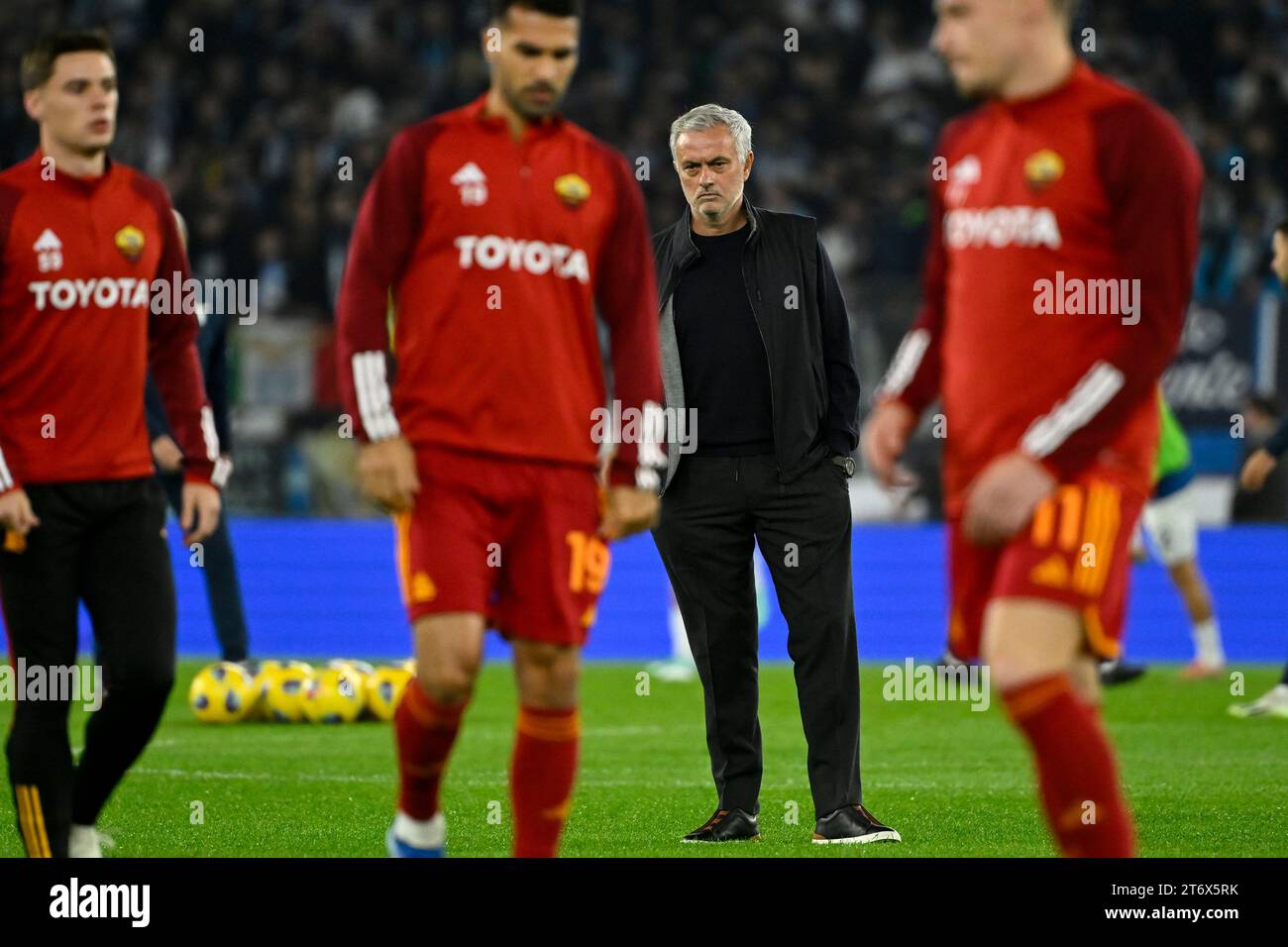 Jose Mourinho coach of AS Roma attends the warm up of the Serie A ...