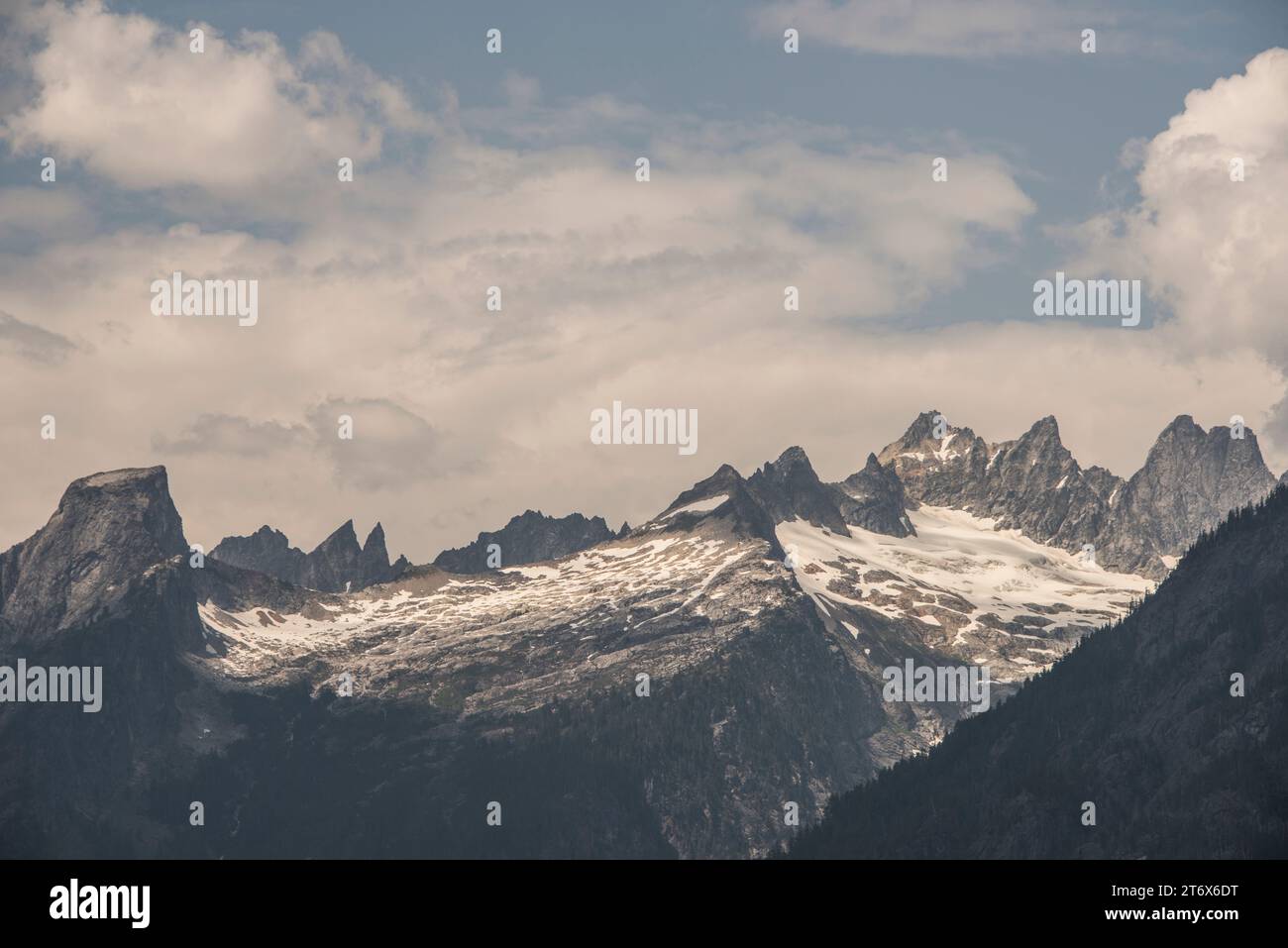 The Pickett Range of mountains as viewed from nature trail at visitor ...
