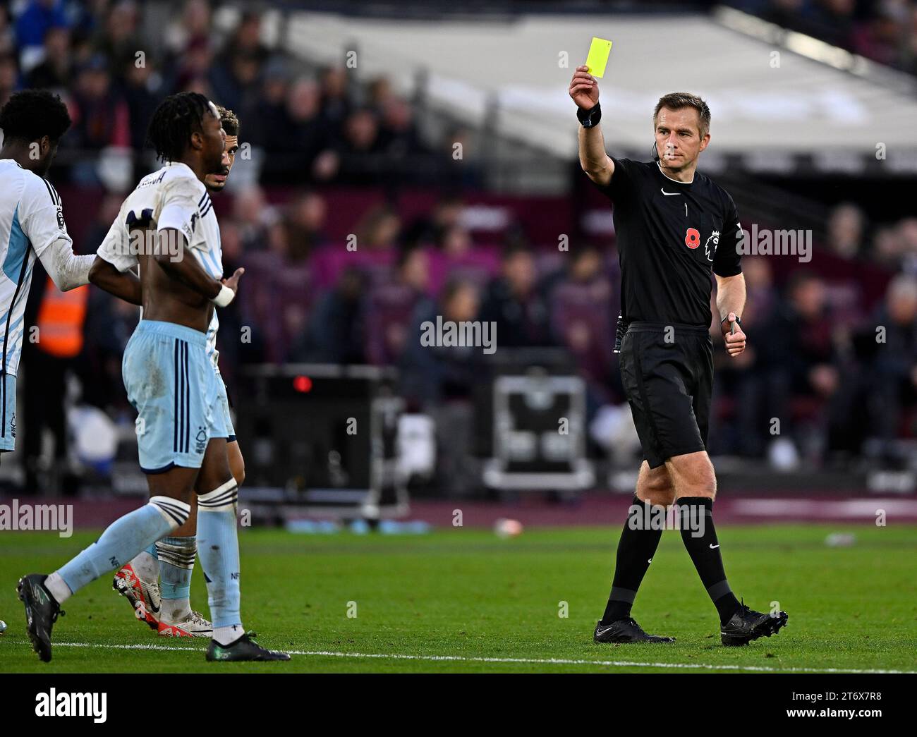London UK 12th November 2023. Michael Salisbury (Referee) shows the ...