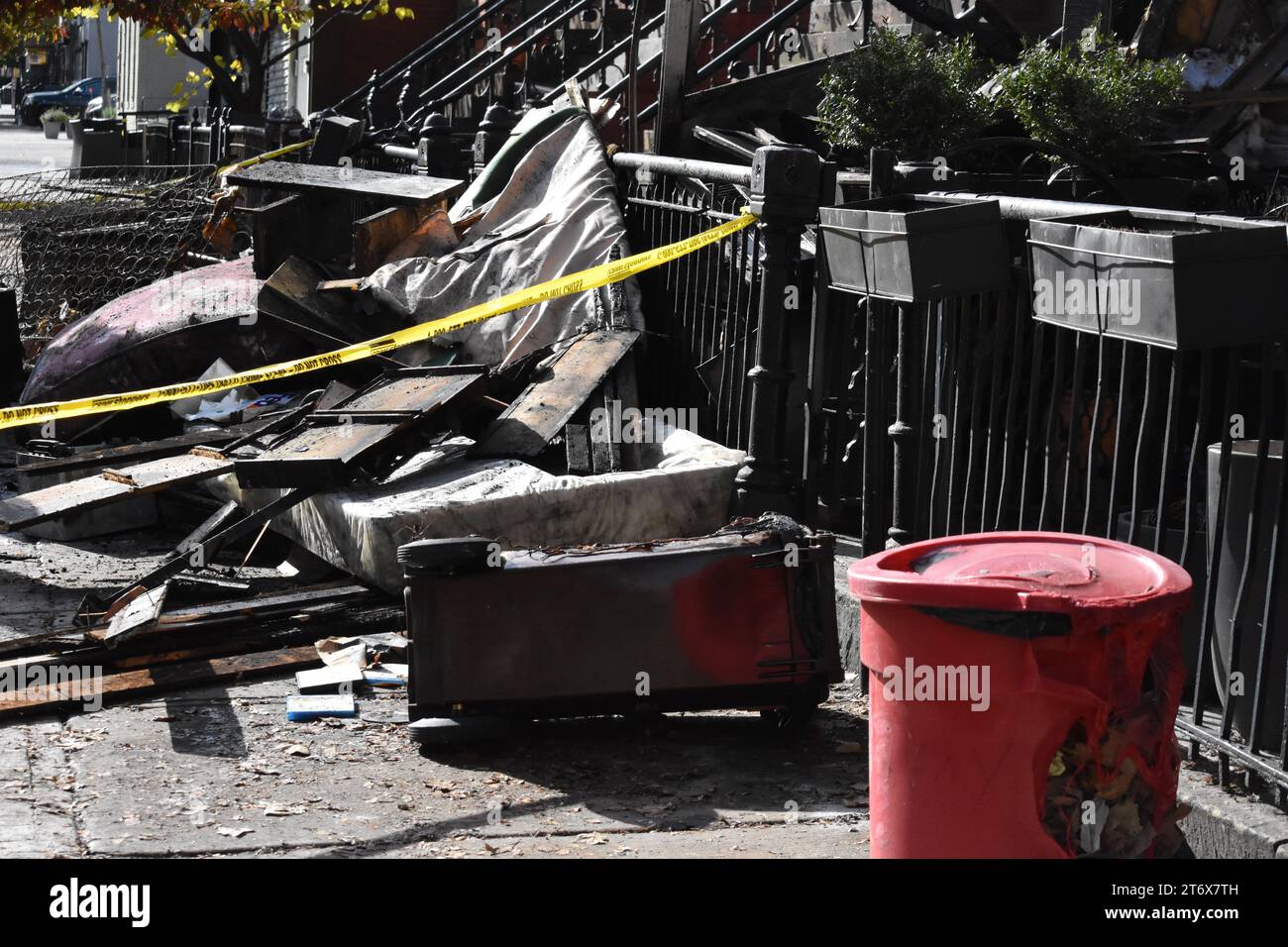 Debris left in the aftermath of the fatal fire. Three people were ...