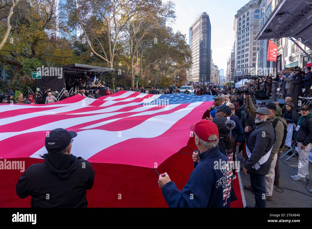 NEW YORK, NEW YORK - NOVEMBER 11: Ground Zero volunteers march with a ...