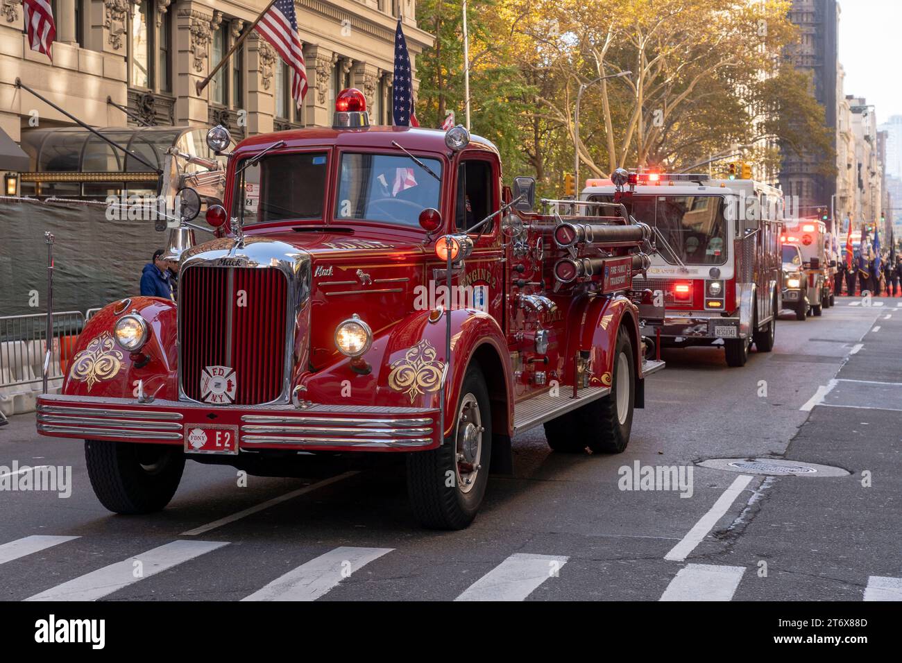NEW YORK, NEW YORK - NOVEMBER 11: FDNY trucks participate in the annual ...