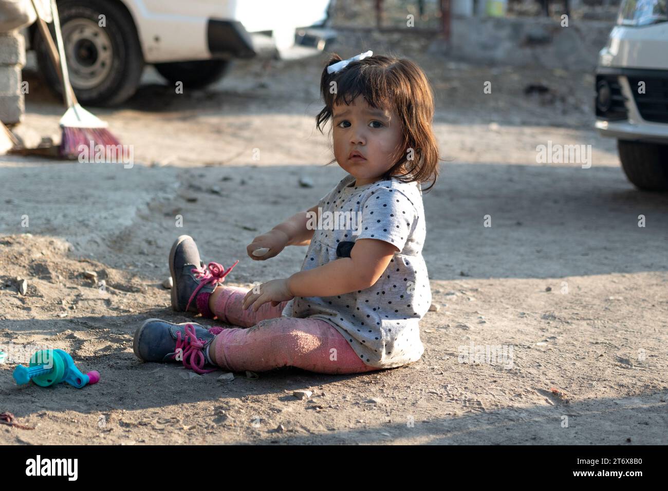 A closeup of a Mexican little girl in a town from Morelos Mexico Stock ...