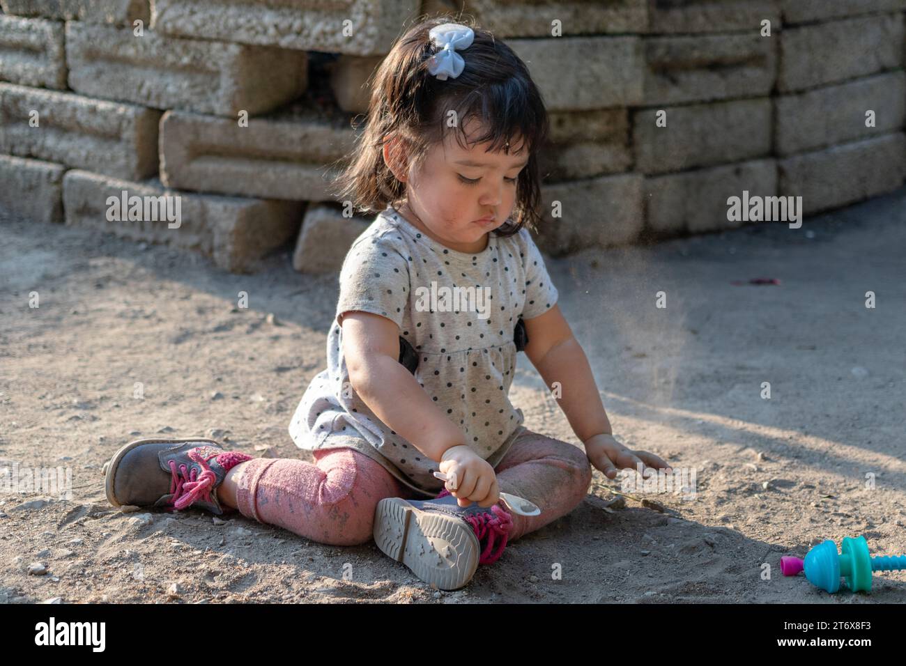A closeup of a Mexican little girl in a town from Morelos Mexico Stock ...