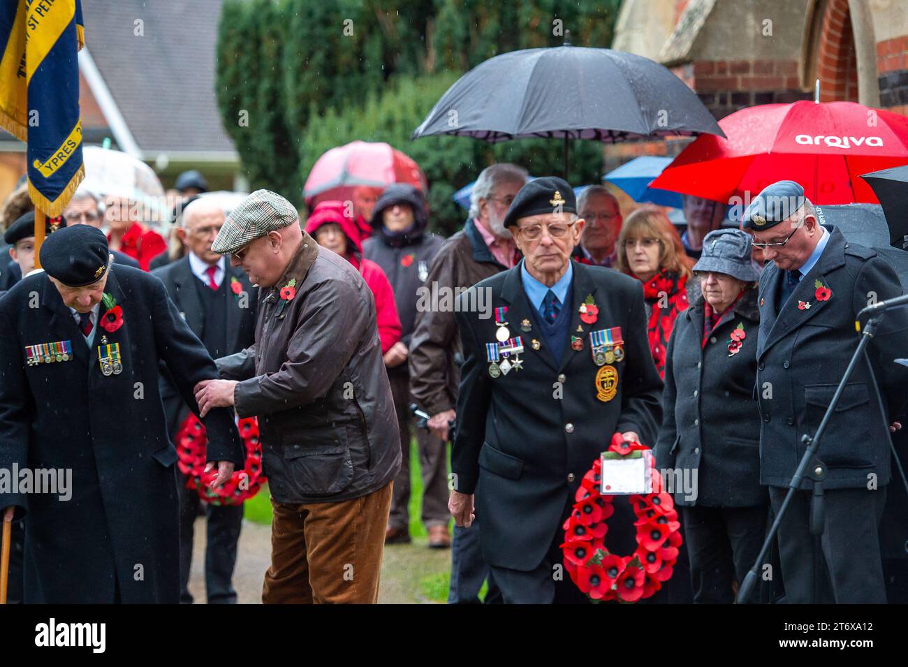 Chalfont St Peter, UK. 12th November, 2023. Hundreds packed the streets ...