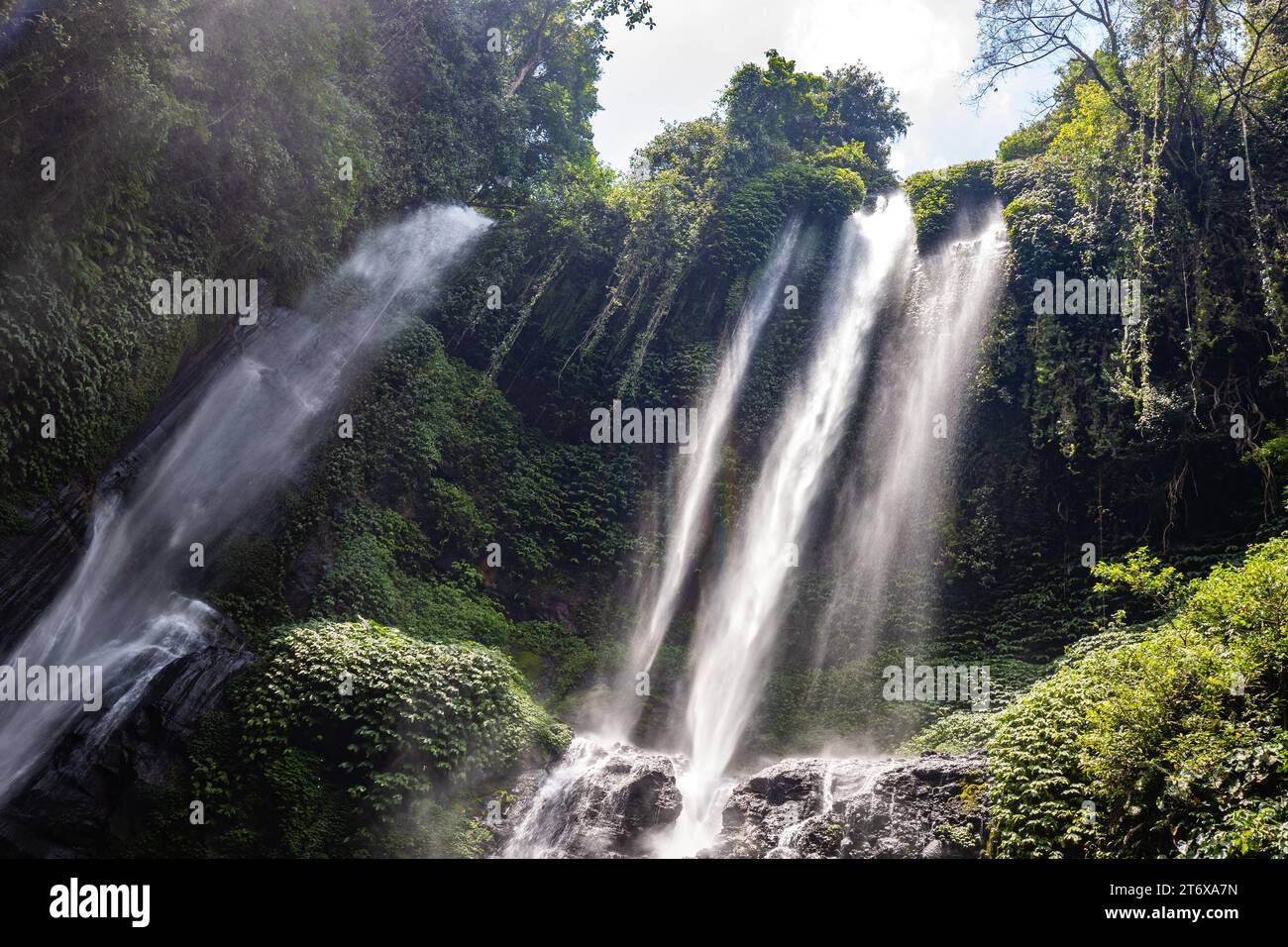The Sekumpul Waterfall, a large waterfall in the middle of the jungle ...