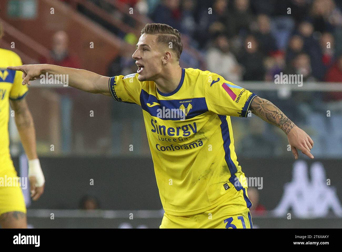 Tomas Suslov of Hellas Verona FC gesturesduring Genoa CFC vs Hellas ...