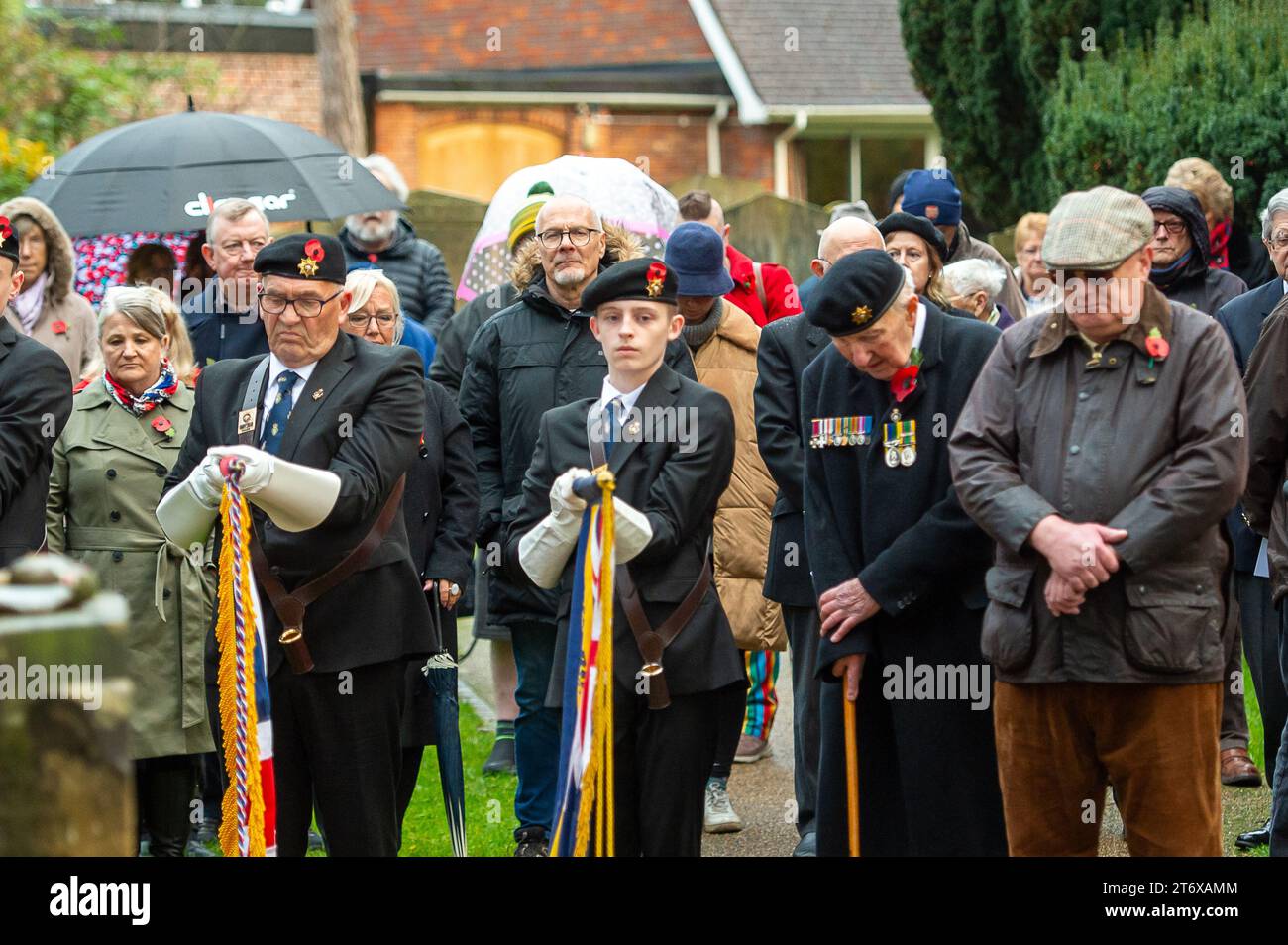 Chalfont St Peter, UK. 12th November, 2023. Hundreds packed the streets ...