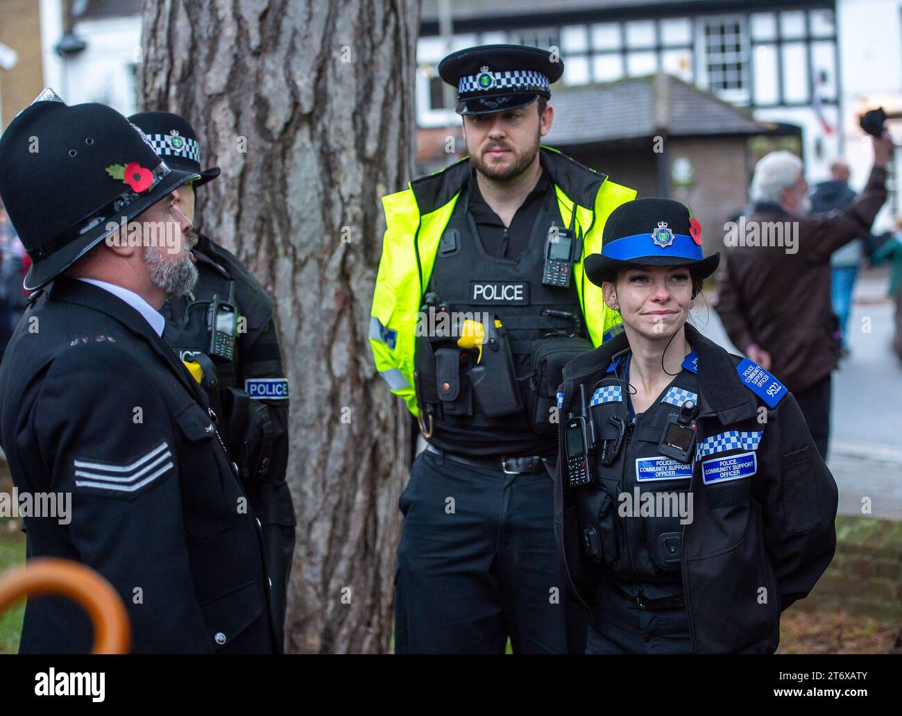 Chalfont St Peter, UK. 12th November, 2023. Hundreds packed the streets ...