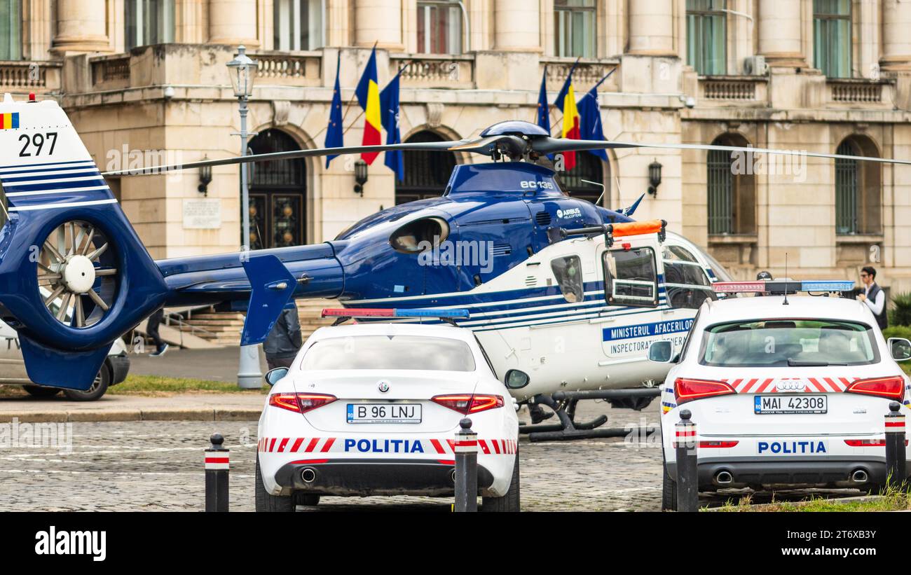 Romanian Police Car in traffic during rush hour in Bucharest Stock ...