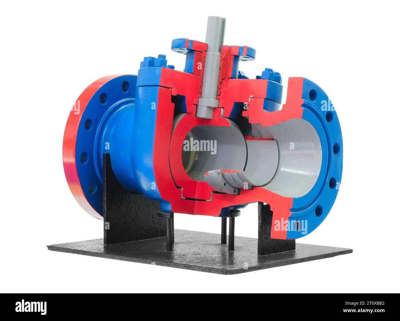 Gate valve in section isolated on white background. Manual valve ...