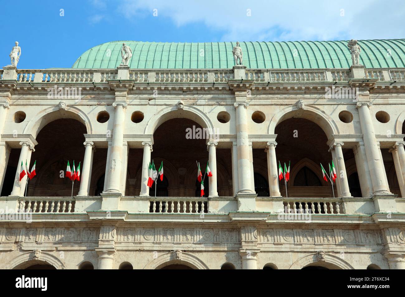 Vicenza, VI, Italy - June 1, 2020: Italian Flags and the Ancient ...