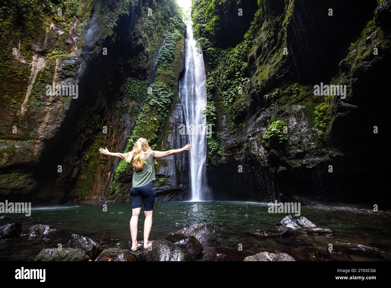 The Sekumpul Waterfall, a large waterfall in the middle of the jungle ...