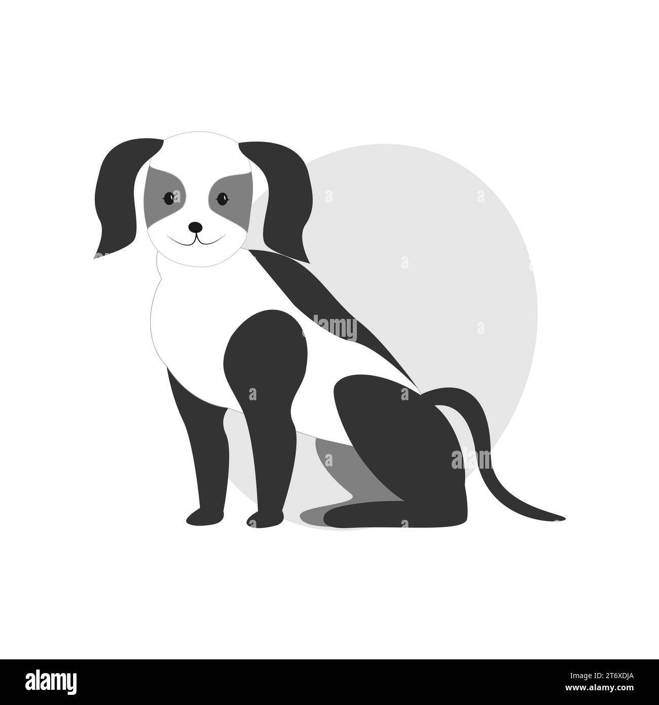 Black and white puppy, dog icon on isolated background with shadow ...