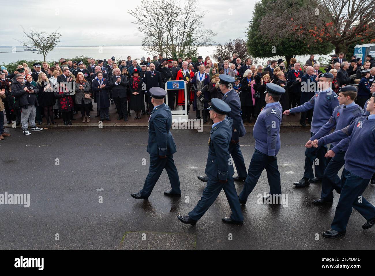 RAF personnel taking the salute at Remembrance Day service in Southend ...